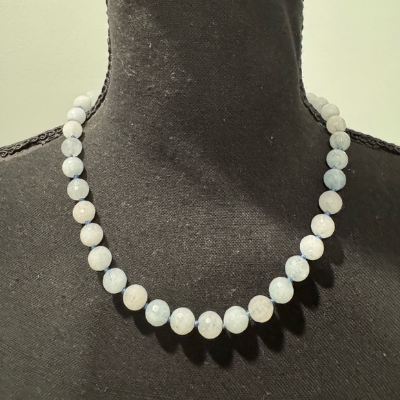 Jewelry | Vintage Blue String Bead Necklace With Gold Colored Magnetic ...